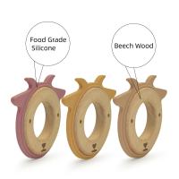 China 25cm LFGB Silicone Wood Teething Ring Brooklyn For Infants for sale