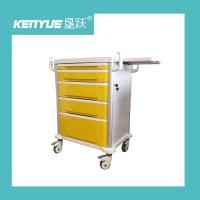 China Hospital Mobile Medical Trolley Cart With Aluminum Alloy Frame Yellow for sale