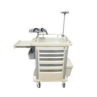 China Aluminum Frame Drawer Infusion Function Nurse ABS 960mm Emergency Medical Cart for sale