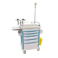 China Aluminum Frame Drawer Infusion Function Nurse ABS 960mm Emergency Medical Cart for sale