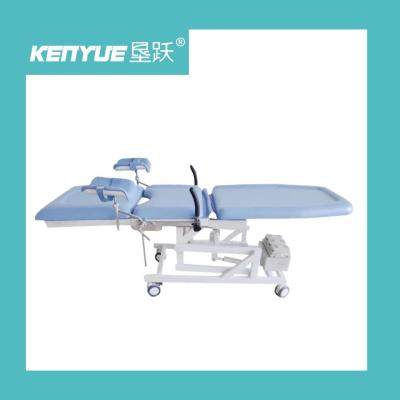 China Bule Color Electric 3 Fcuntion Delivery Bed 90cm Metal Multifunction Gynecological Table for sale