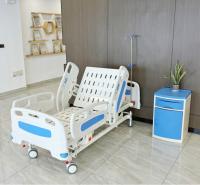 China Blue Adjustable Electric Hospital Bed Five Function Hospital Bed for sale