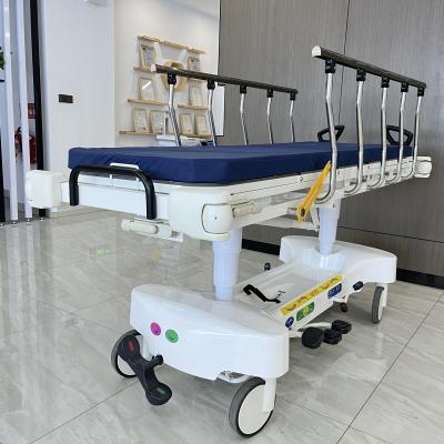 China Height Adjustable Hydraulic Emergency Stretcher 2 Layers Hospital Patient Transport Trolley for sale