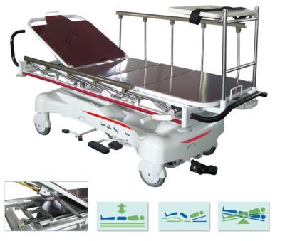 China Steel Emergency Stretcher Trolley Electric Hospital Transport Bed Rise Fall for sale