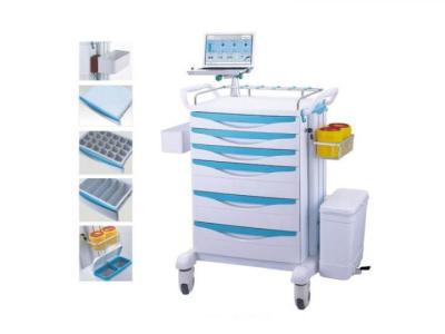 China Plastic Body Medical Trolley Cart With Trash Can Two Deep Drawers Easy Installation for sale