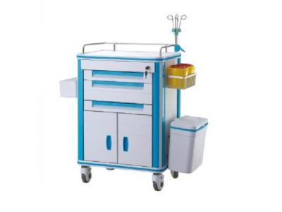 China Hospital ABS Medical Emergency Trolley Medical Trolley Equipment With I.V Pole for sale