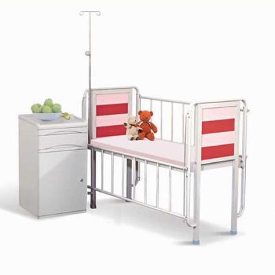 China Medical Furniture Hospital Baby Crib Pink Color With One Crank Height Adjustable Hospital Baby Bed for sale
