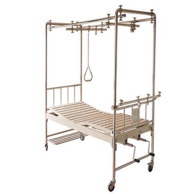 China Movable Orthopedic Traction Manual Hospital Bed With Two Cranks Integral Fittings For Patient Use for sale