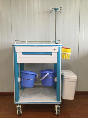 China ABS Hospital Medical Cart Multifunction Medical Cart With Two Waste Bin And IV Pole for sale