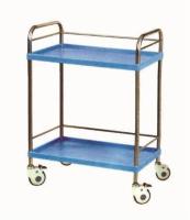 China Two Layer Stainless Steel Surgical Cart Medical Instrument Trolley With Rail for sale