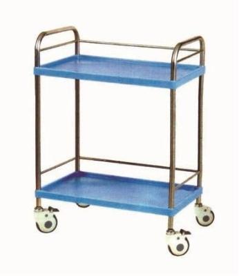 China Two Layer Stainless Steel Surgical Cart Medical Instrument Trolley With Rail for sale