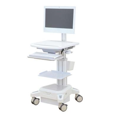 China ABS Hospital Workstation All In One Computer Cart Trolley With Mute Castor Wheel for sale
