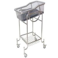China Four Silent Castor Stainless Steel Baby Bassinet Crib Adjustable Inclination Angle With ABS Plastic Basin for sale