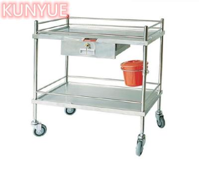 China Treatment Instrument Surgic Tool Medical Trolley Cart With One Drawers Stainless Steel for sale