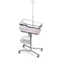 China Adjustable Mobile 890mm Hospital Baby Crib With Mattress Basket Wheels for sale