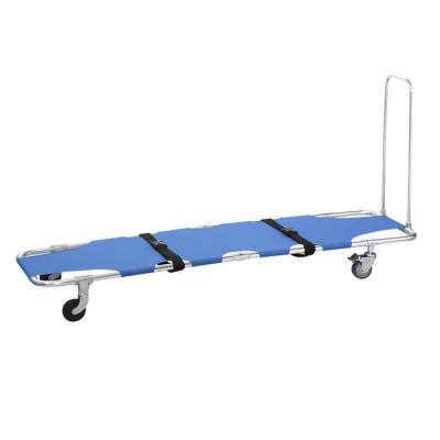 China Four Wheels Portable Aluminum Alloy Frame Folding Rescue Stretcher for sale