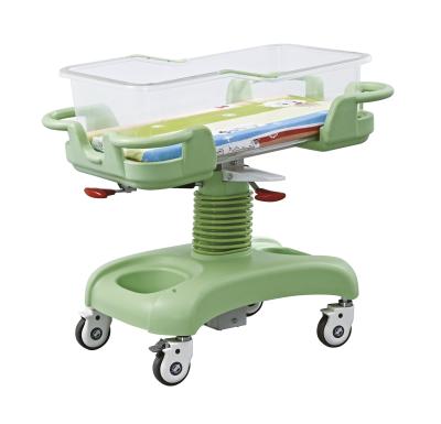 China Diagonal Brake Hospital Baby Trolley With Transparent Plastic Basin for sale