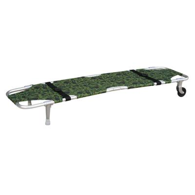 China Aluminum Alloy 160Kgs Armygreen Rescue Folding Stretcher With Castors for sale