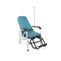 China Steel Pipe Wooden IV Pole Handrail Patient Transfusion Chair Green for sale