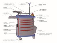 China Aluminum Alloy Column Central Lock 910mm Nursing Crash Cart With Writing Board for sale