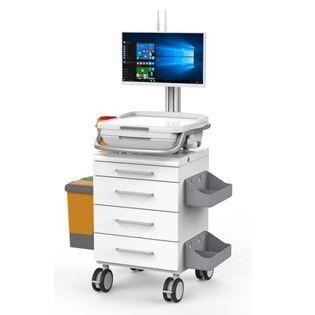 China ABS Work Surface Five Inch Silent Wheel Nursing Computer Medical Trolley Cart for sale
