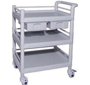 China ABS Injection Molding Nursing Two Layers 923mm Hospital Instrument Trolley for sale