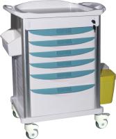 China Cross Brakes ABS Mesa Resuscitation 6 Drawers Nursing Crash Cart for sale
