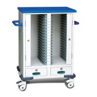 China Double Rows History 4 Castor Medical Record Cart With Two Drawers for sale