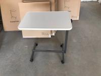 China White Patients Hospital Bed Tray Table With Wheels Over Bed Table for sale