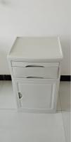 China ABS Medical Bedside Table Adjustable Bedside Table Cabinet White for sale
