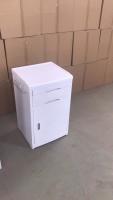 China ABS Medical Bedside Table Adjustable Bedside Table Cabinet White for sale