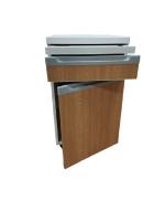 China Aluminum Plate Structure Hospital Bedside Cabinet Table Wooden Color With Castors for sale