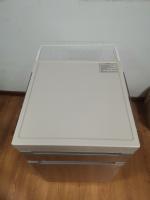 China Aluminum Plate Structure Hospital Bedside Cabinet Table Wooden Color With Castors for sale