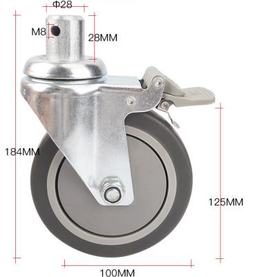 China TPR Hospital Castors With PP Core For Medical Shopping Cart Medical Casters for sale