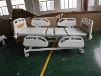 China Three Crank Manual Patient ICU Care Bed PP Side Rails Pediatric Manual Hospital Bed for sale