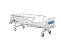China Two Crank Manual Care Bed PP Head Board Central Control Wheel Manual Hospital Bed for sale