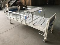 China Two Functions Medical Manual Hospital Bed With Two Cranks And Over Bed Table for sale