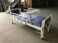 China Two Functions Medical Manual Hospital Bed With Two Cranks And Over Bed Table for sale