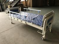 China Two Functions Medical Manual Hospital Bed With Two Cranks And Over Bed Table for sale