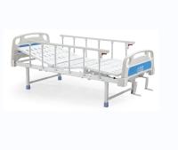 China Metal Double Rocker Manual Hospital Bed White And Blue for sale