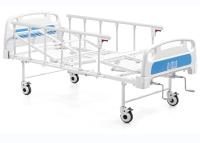 China Metal Double Rocker Manual Hospital Bed White And Blue for sale