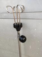 China White And Black IV Pole Hospital Stainless Steel Infusion Stand With Hooks for sale