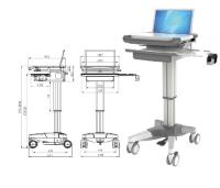China Hospital Notebook Rolling Desktop Computer Cart , ABS Mobile Laptop Cart Medical for sale