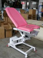 China Gynecology Pink Metal Gynecological Examination Table with 5 Inch Casters for sale