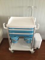 China Medical hospital furniture blue therapy cart with two drawers for sale