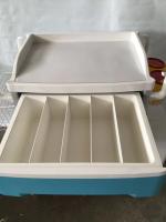 China Medical hospital furniture blue therapy cart with two drawers for sale