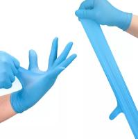 China Hospital Disposable Exam Gloves Color Blue Nitrile Gloves Three Sizes for sale