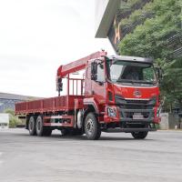 China Hydraulic Pulling Flatbed Truck-Mounted Crane 8 Ton 10 Tyre Crane Truck with Tray for sale
