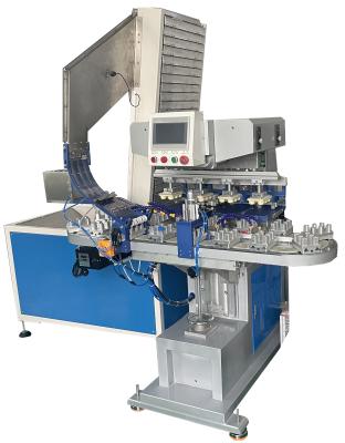 China Fully Automatic Four Color Bottle Cap Pad Printing Machine 50HZ / 60HZ for sale