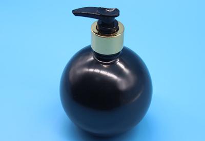China Free samples 400ml black empty PET plastic ball shape lotion pump bottle for sale